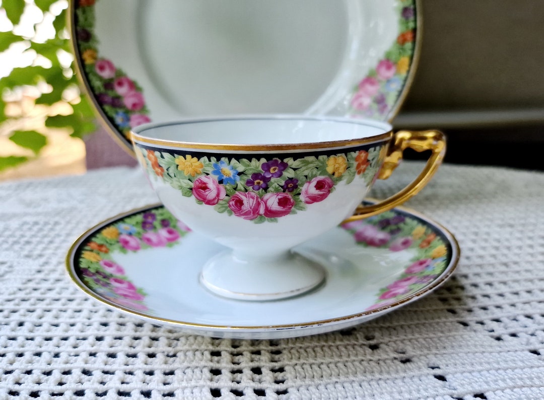 1901-1931 Rosenthal RC - Footed Teacup Trio - Pattern Hortense Sorrent ...