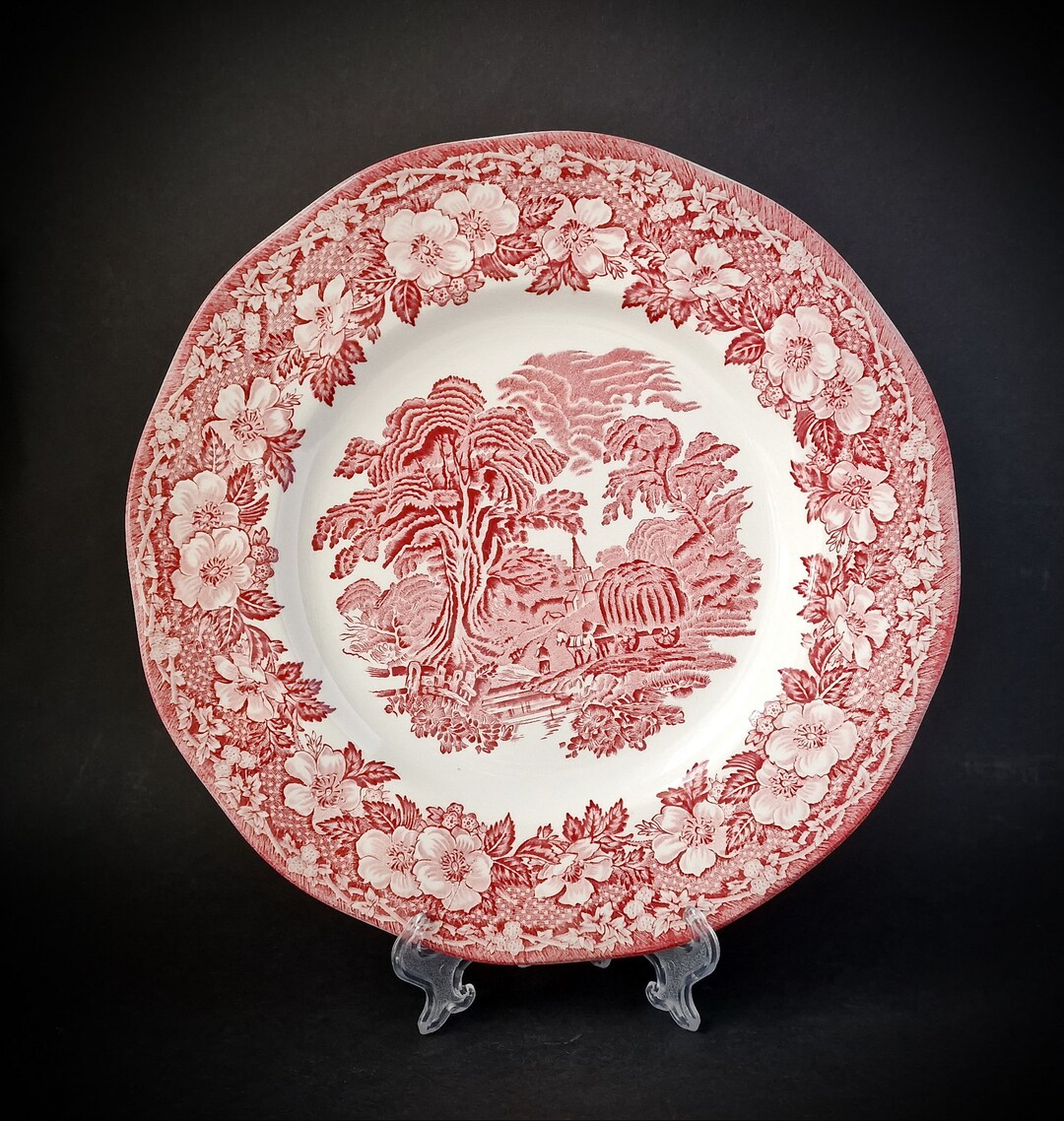 Vintage English Dinner Plate - Woodland Wedgwood Plate - Red ...