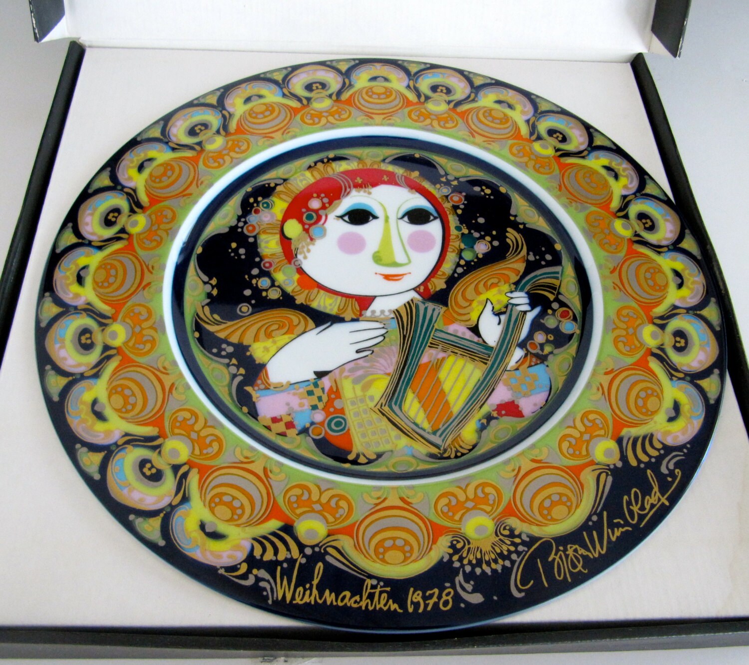 Assiette de Noël Rosenthal Winblad 1978 L'ange à la harpe en boîte ...