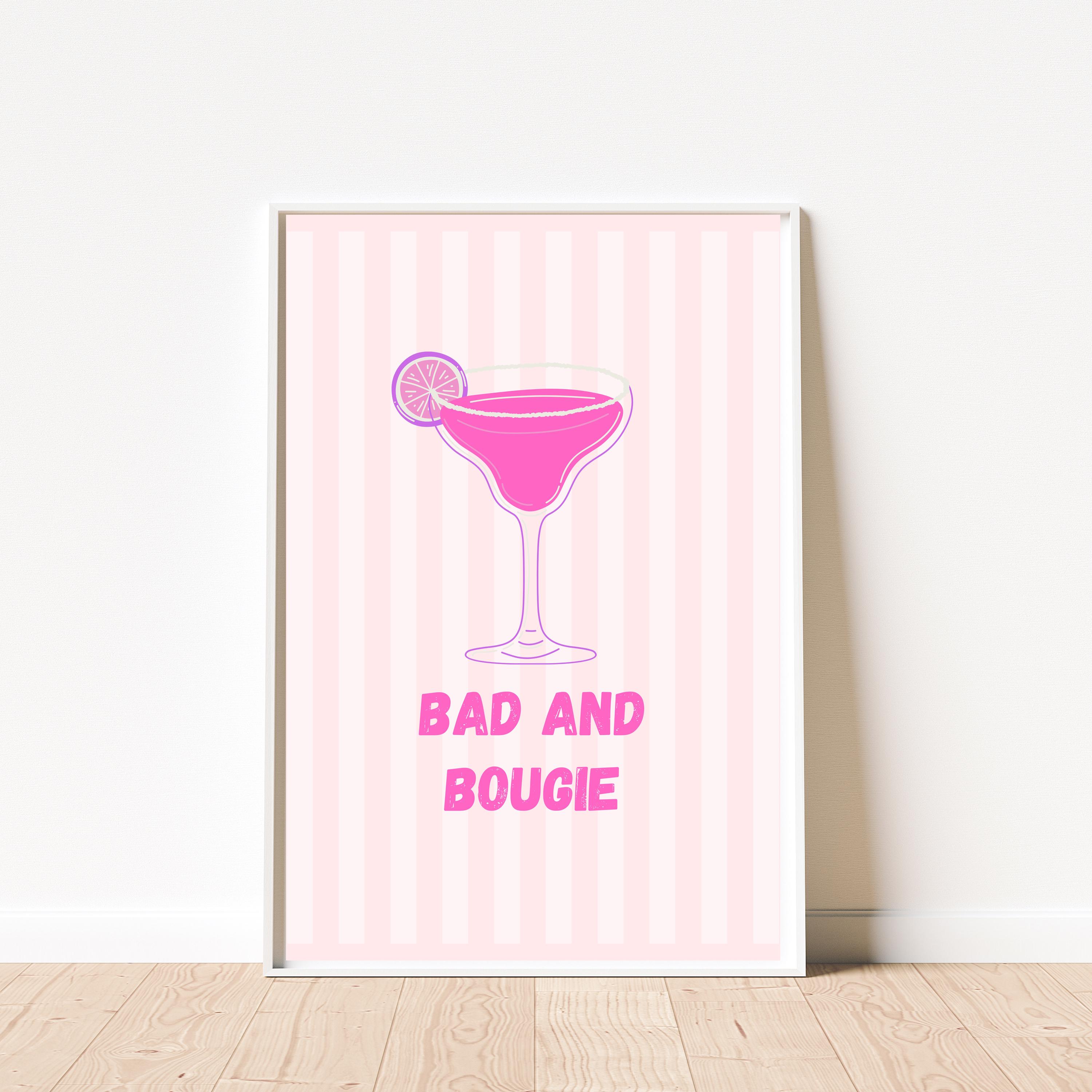 Trendy Wall Art Print Bad and Bougie Pink Cocktail Margarita Aesthetic ...