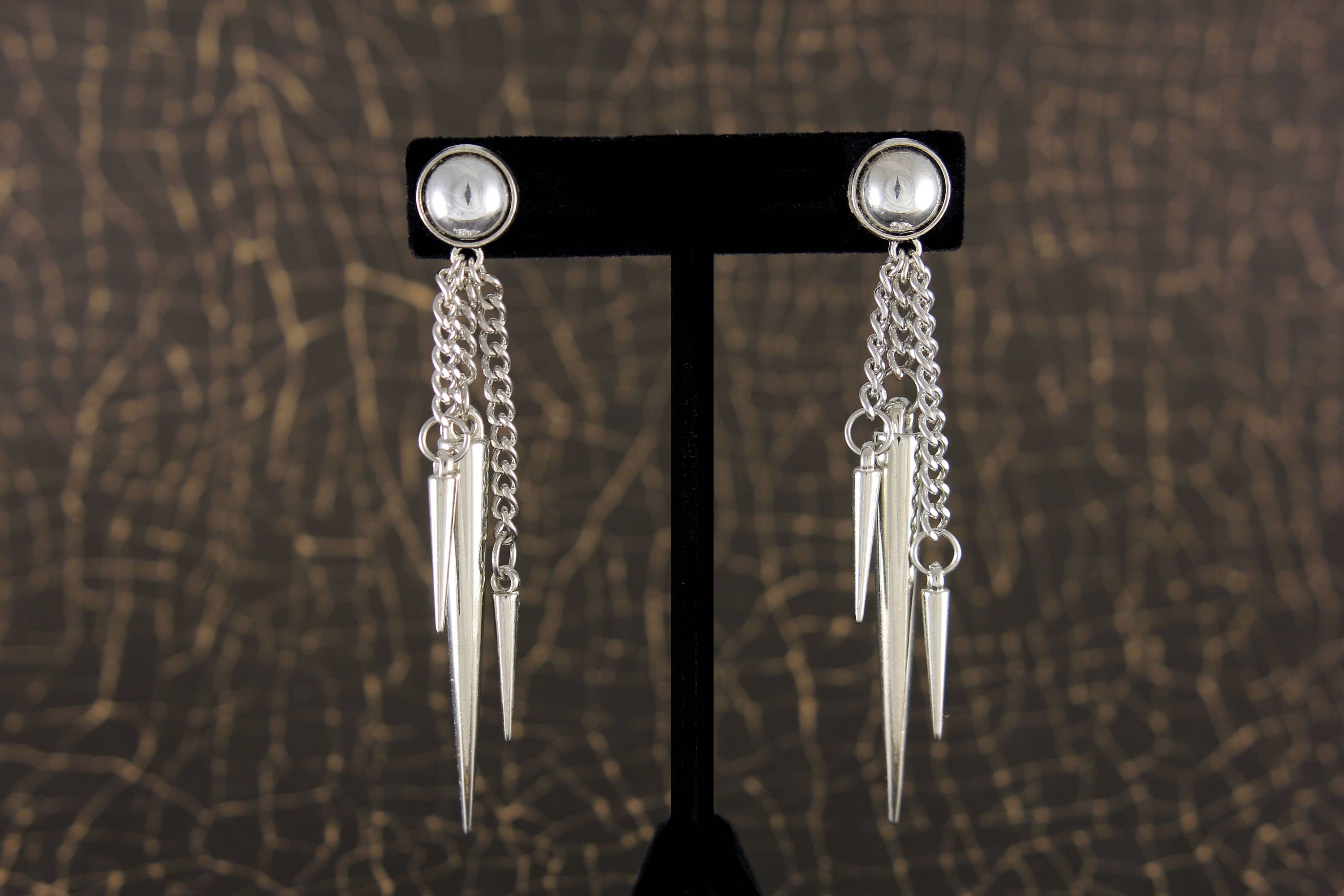 Punk Spike Chain Earrings / Plugs Silver 316L Stainless - Etsy