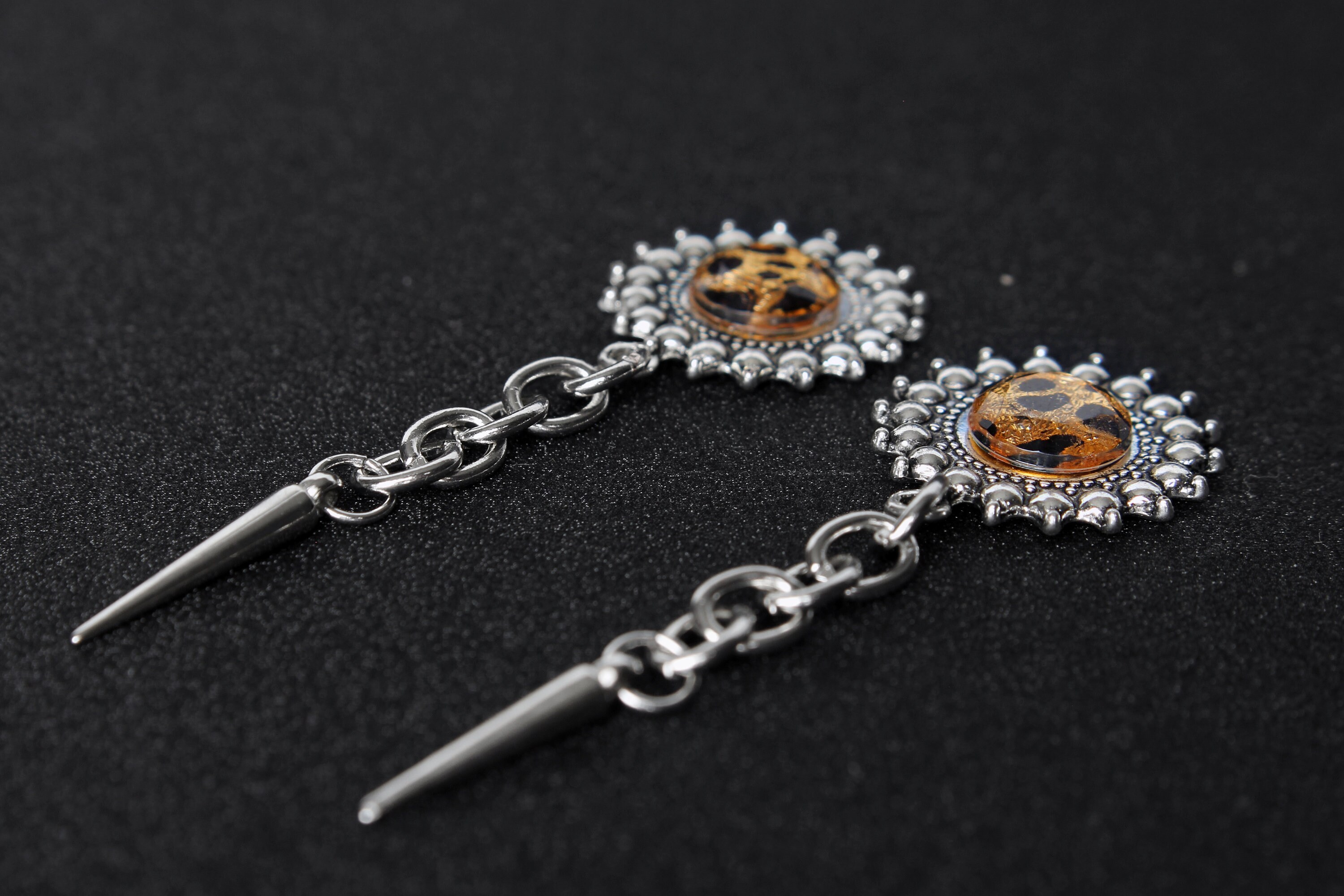 Cheetah Chain Spike Plugs / Earrings - Leopard Print - You Pick Size ...