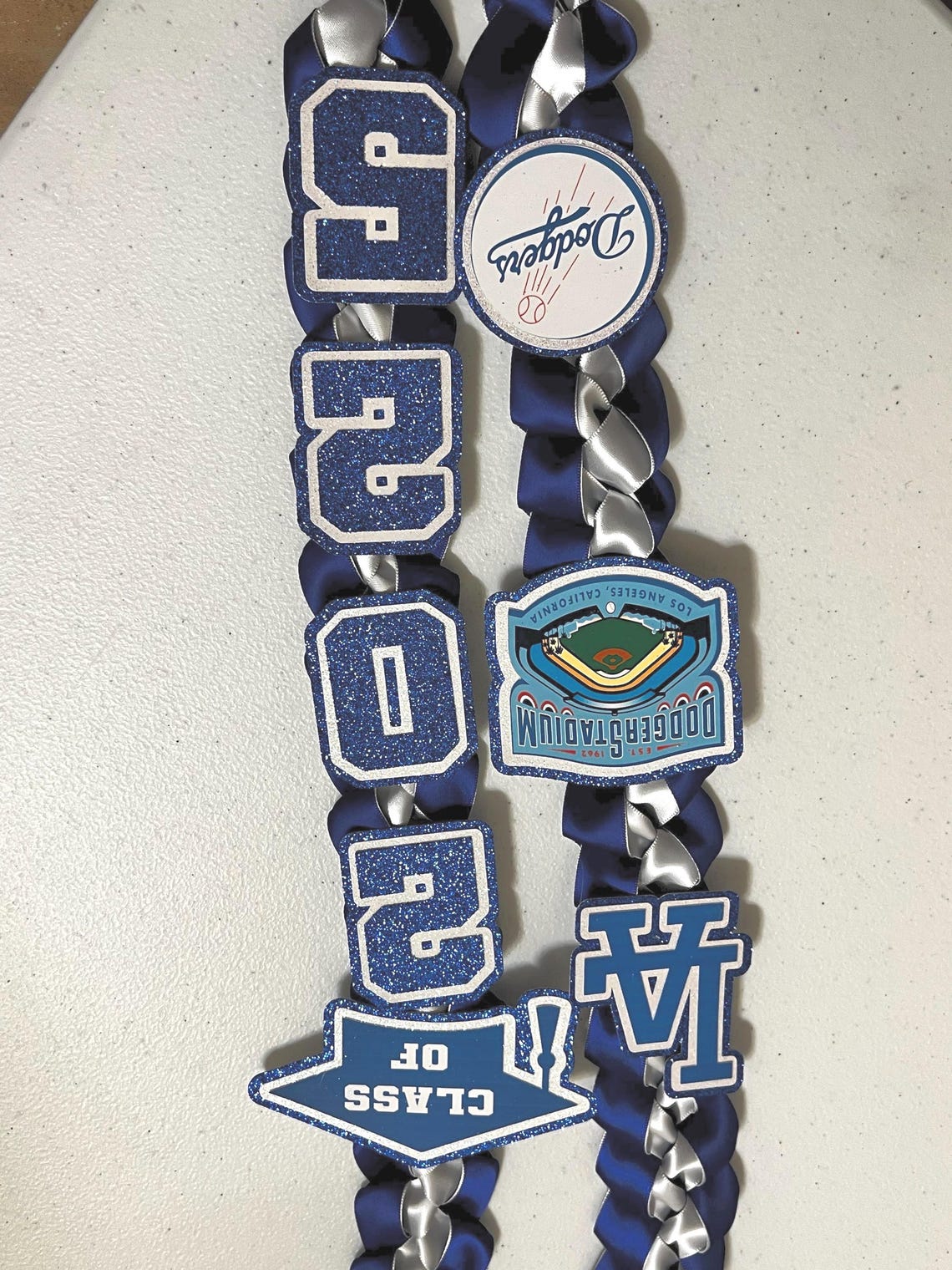 Dodgers Graduation Ribbon Lei: Custom Team Colors Includes Name ...
