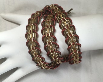 Chain Wrap Bracelet With Macrame and a Button Clasp - Etsy