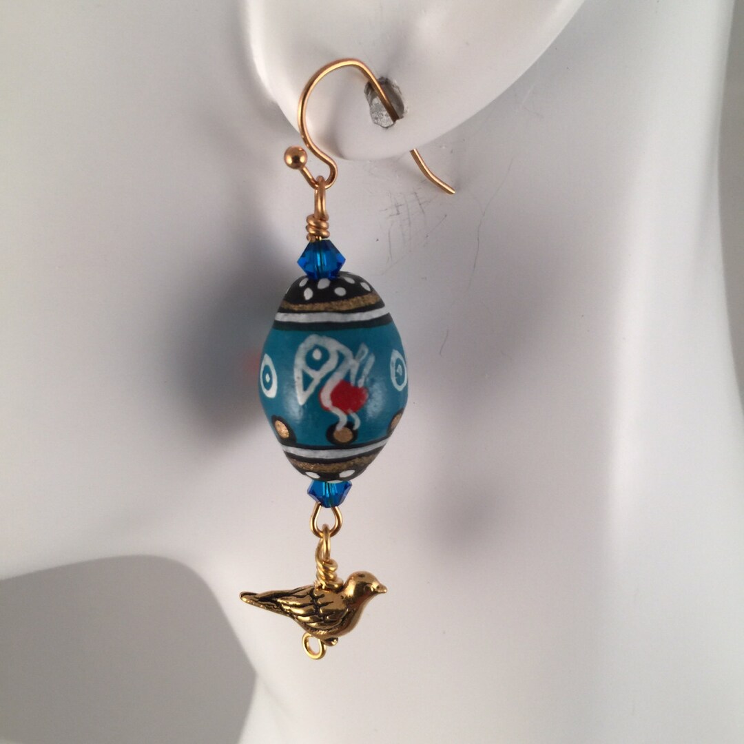 Ceramic Blue Bird Earrings - Etsy