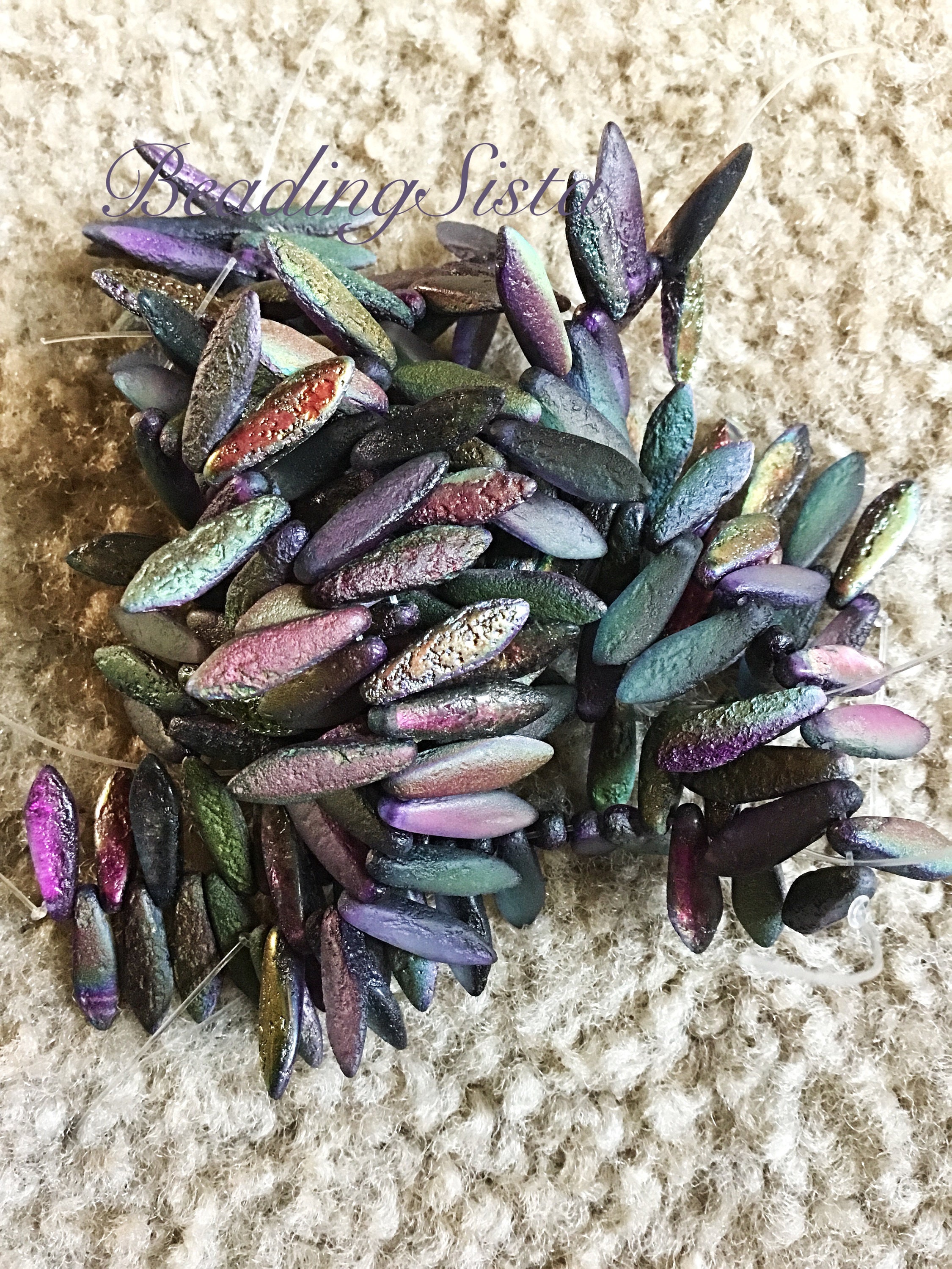 Daggers Etched Crystal Magic Purple 1 Hole 5x16mm Bead 25 Piece Strand ...