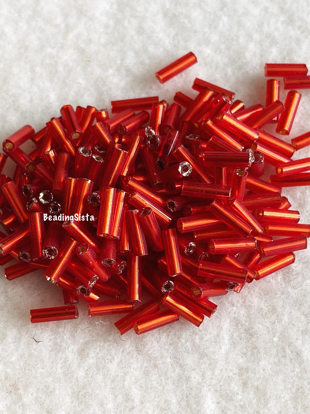 Bugle Bead - Red Silver Lined - Beads - 20 Gram - Tube - Size 6 - Etsy
