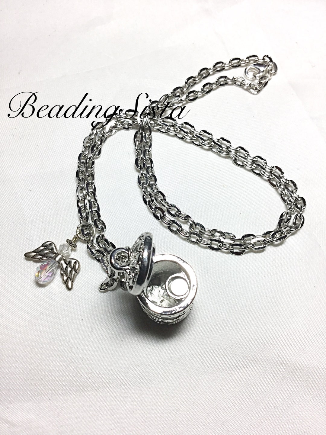 Prayer Box - Silver - Chain - Angel Charm - 14 Inches Long - Etsy