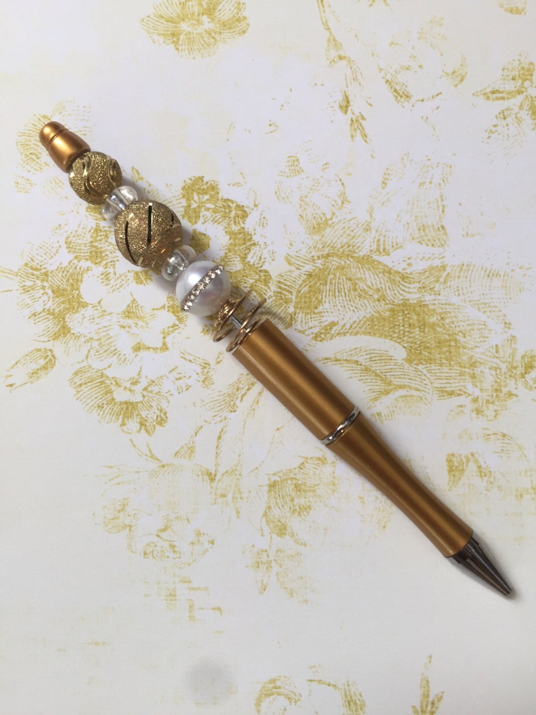 Gold Beaded Pen / Gold Pen / Journal Pen / Planner Pen / Holiday Gift ...