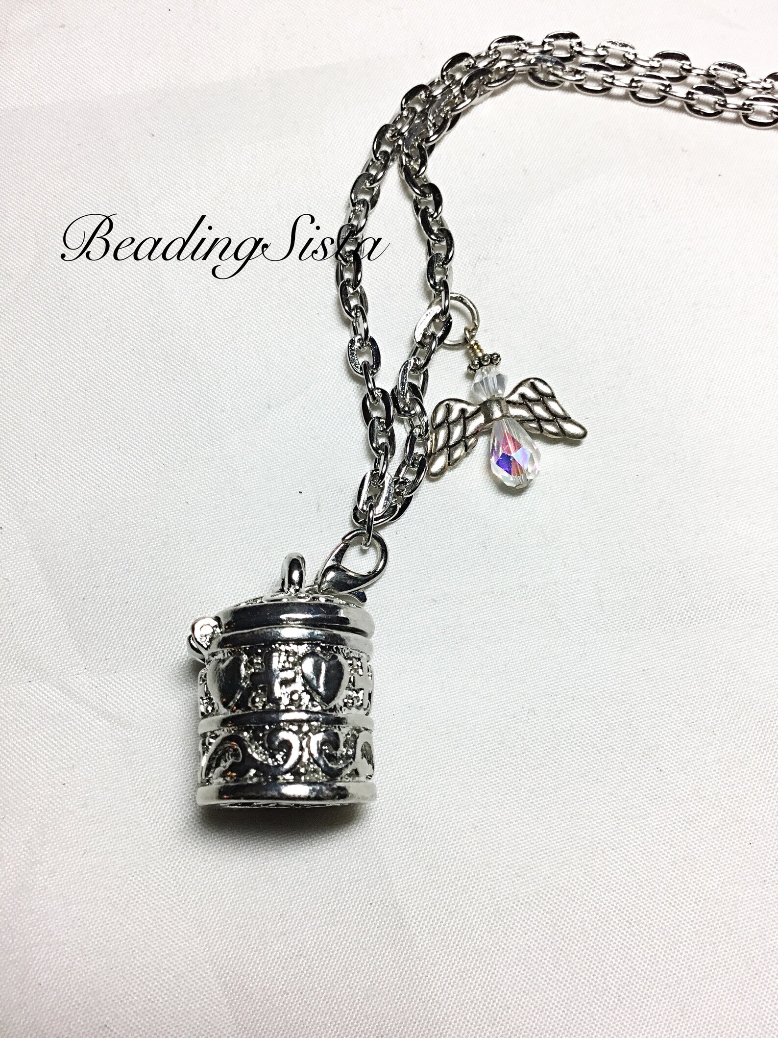 Prayer Box - Silver - Chain - Angel Charm - 14 Inches Long - Etsy