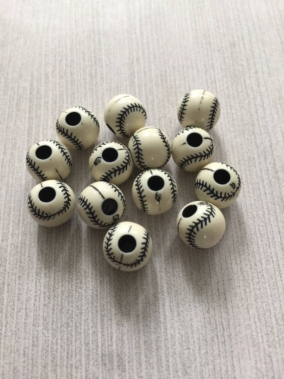 Baseball 10mm Black Thread Acrylic | Etsy