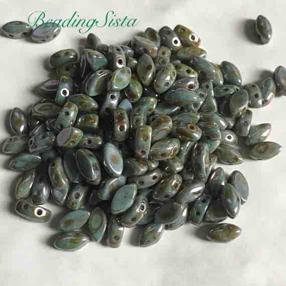 Duo Chalk White Blue Luster 2 Hole 40 Piece Bag 4x7mm - Etsy