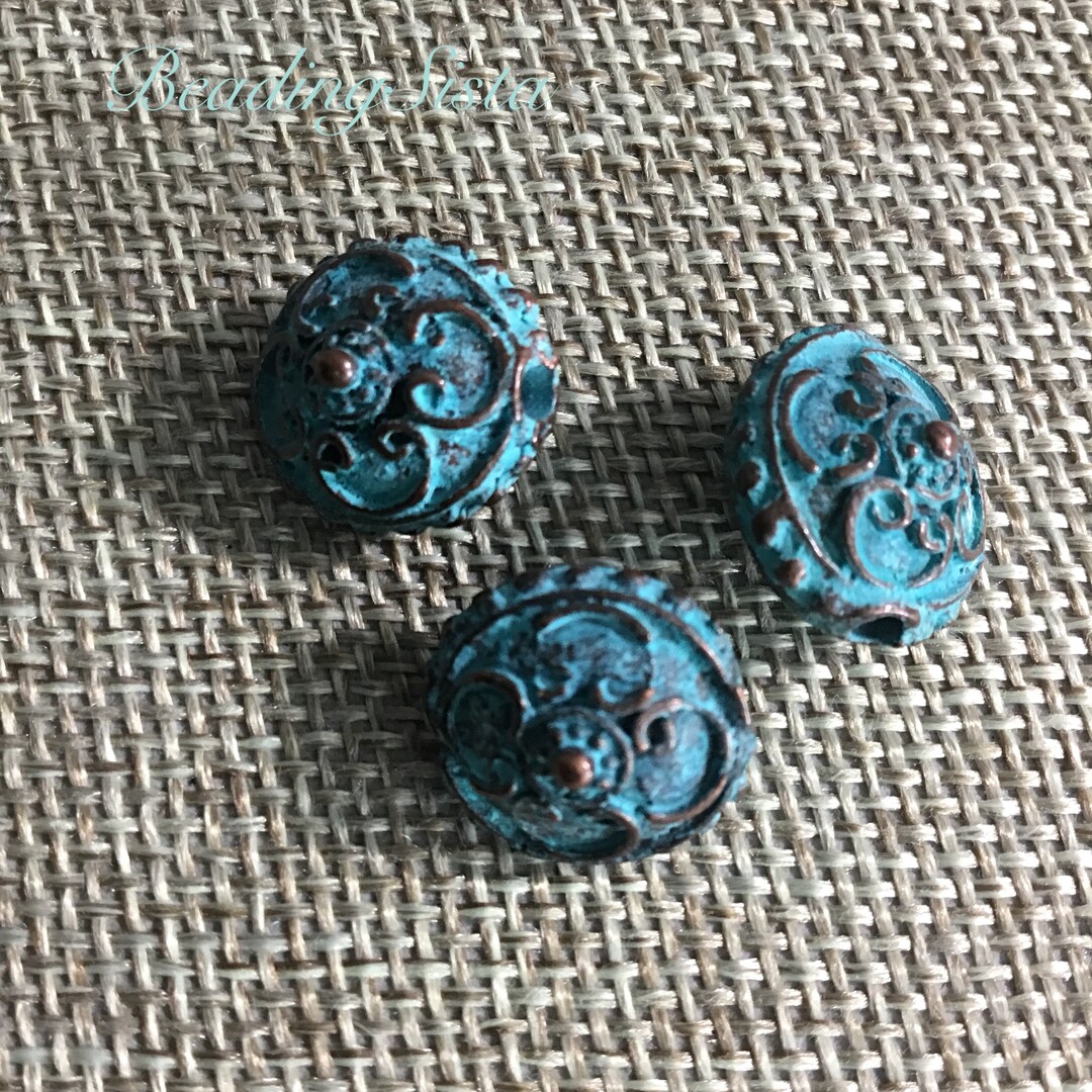 Lentil - Bead - Puffed Lentil - Mykonos - Greek Metal Casting - 2 Piece ...