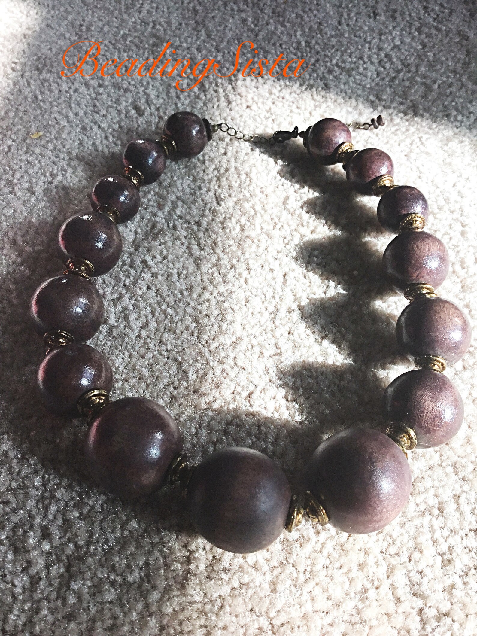 Wood Brown Bead Necklace - Etsy