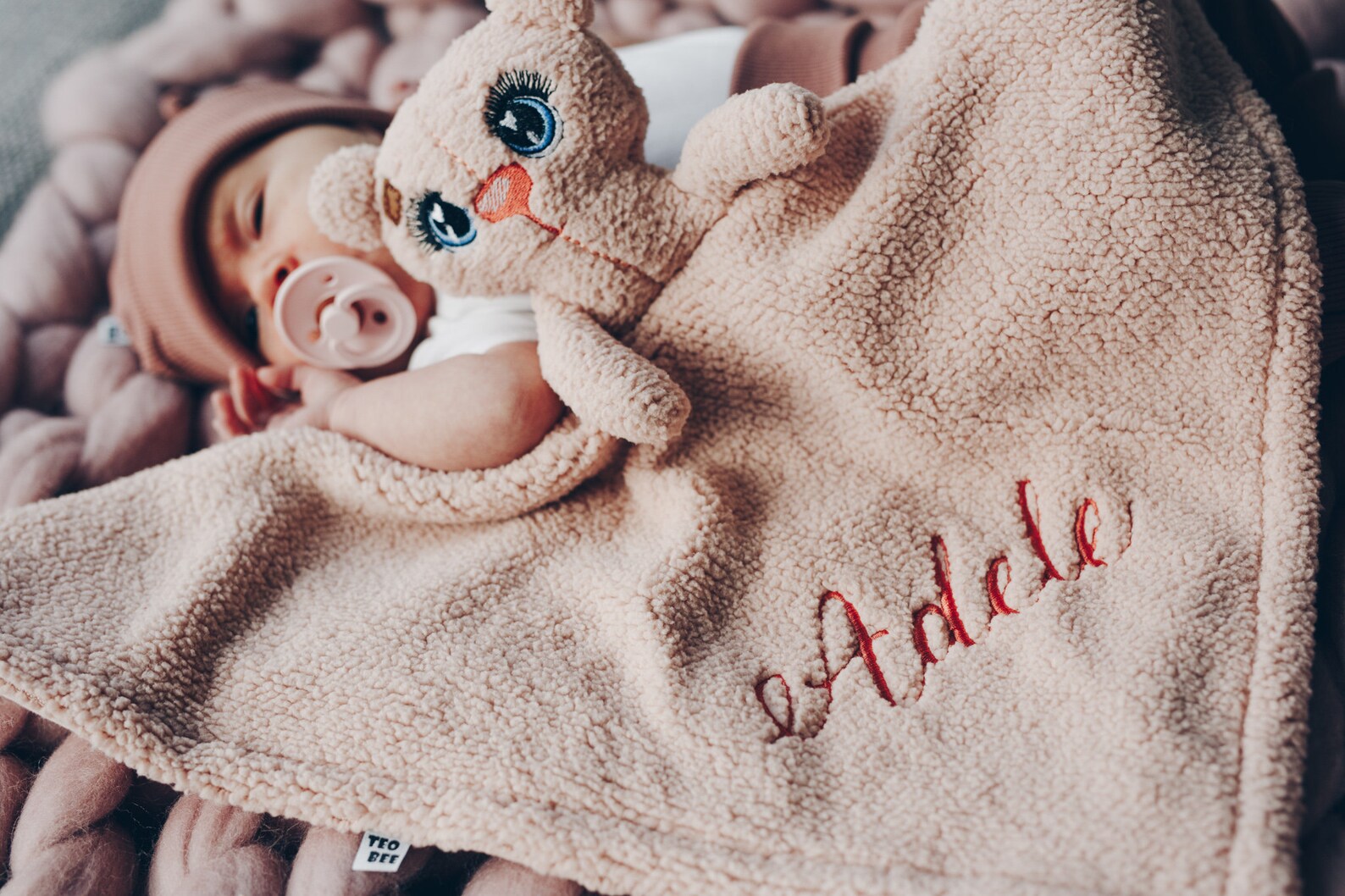 Pink Teddy Bear Lovie Blanket With Embroidered Name - Etsy
