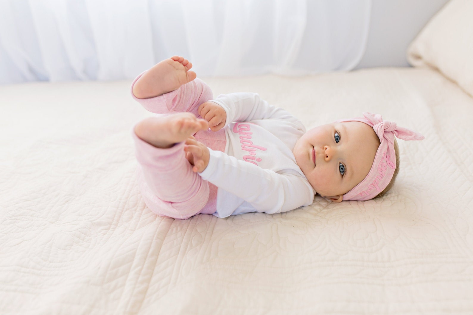 Personalized Pink Baby Girl Outfit With Embroidery - Etsy