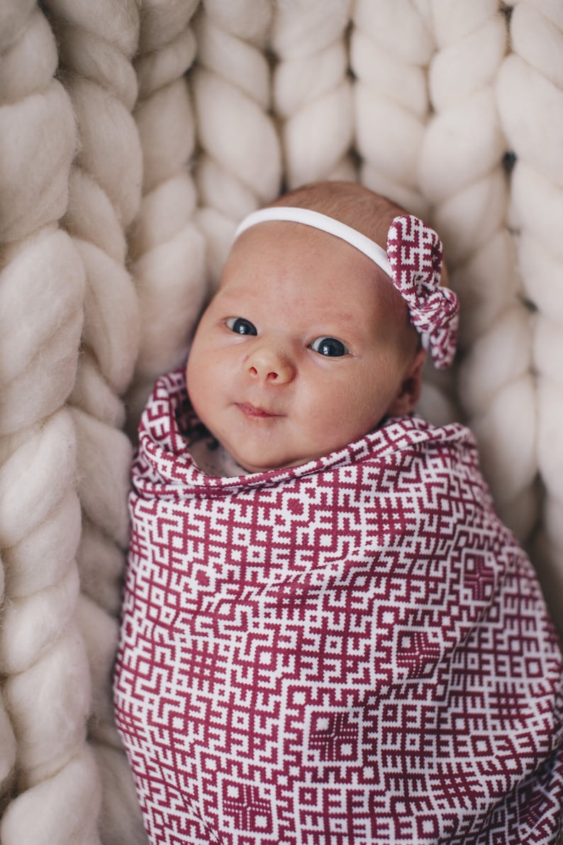 Baby Girl Swaddle Set With Latvian Inspired Print - Etsy