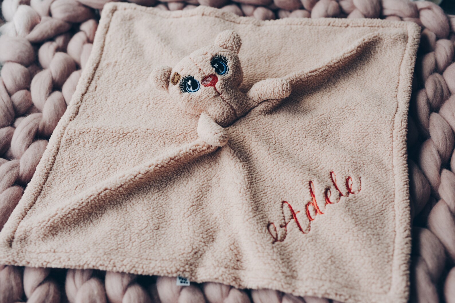Pink Teddy Bear Lovie Blanket With Embroidered Name - Etsy