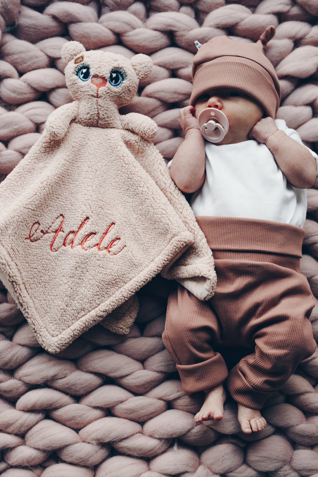 Pink Teddy Bear Lovie Blanket With Embroidered Name - Etsy