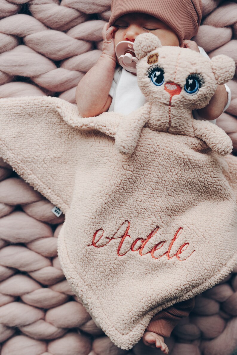Pink Teddy Bear Lovie Blanket With Embroidered Name - Etsy