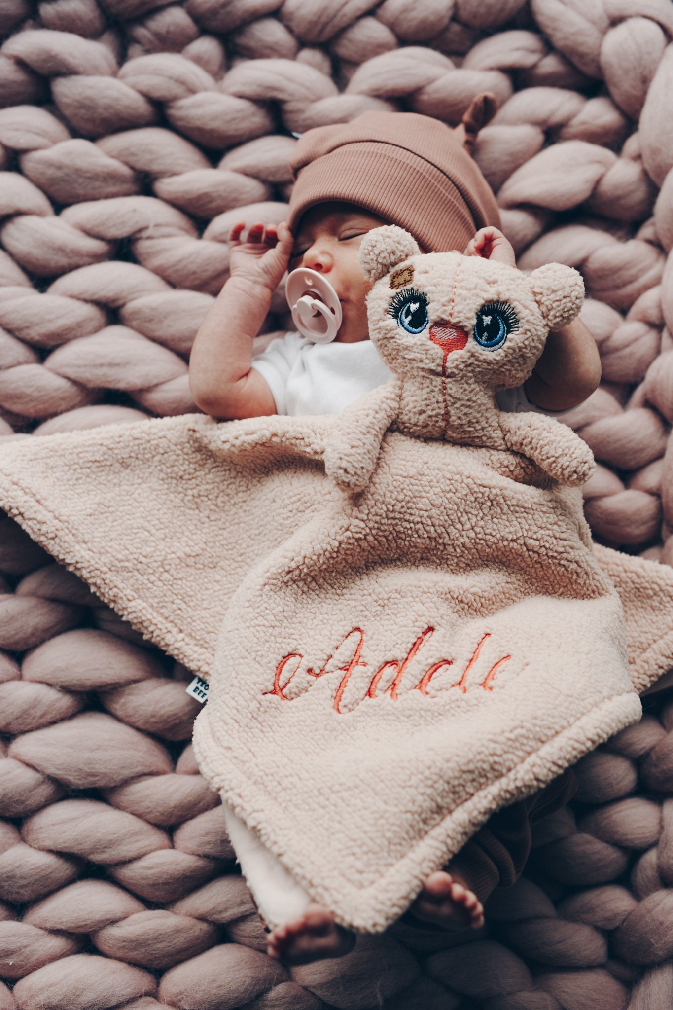Pink Teddy Bear Lovie Blanket With Embroidered Name - Etsy