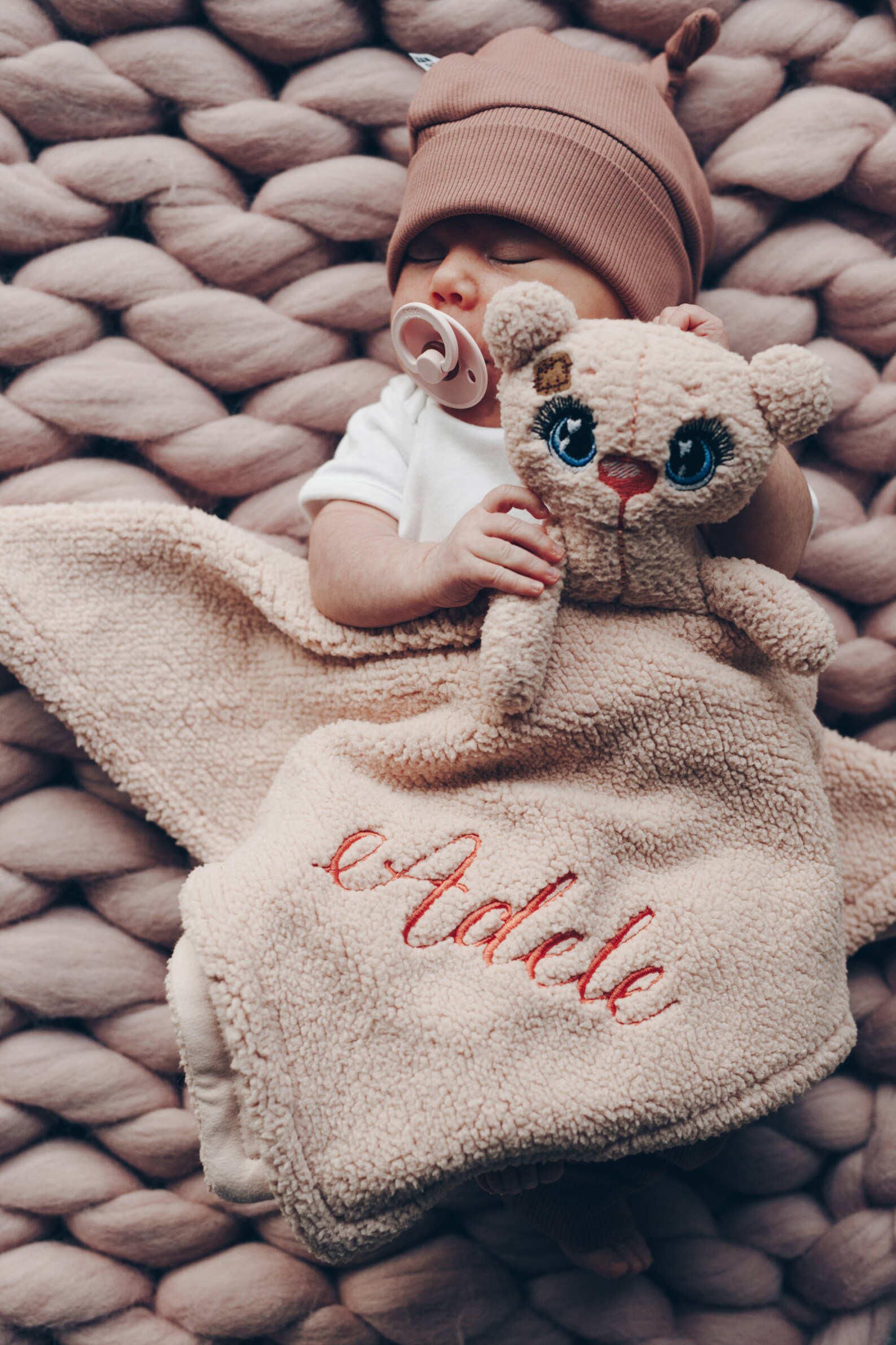 Pink Teddy Bear Lovie Blanket With Embroidered Name - Etsy