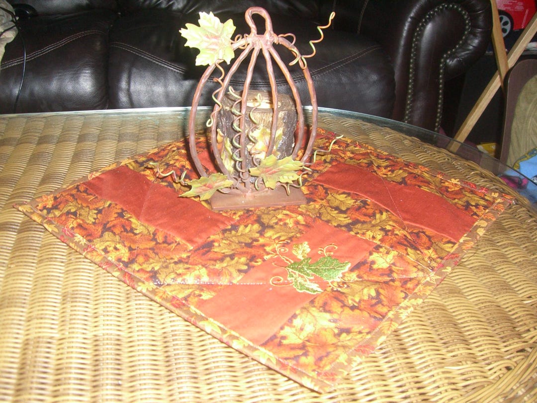 Sale Quilted Candle/table Mat-mini Centerpiece Fall Fabrics-embroidery ...