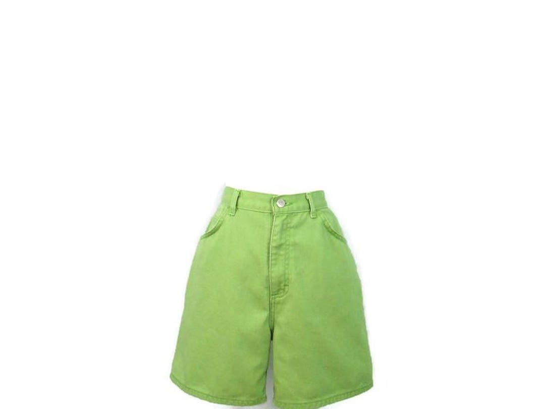 90's Gitano Lime Green Jean Shorts Women's Size 12 High Waisted Colored ...