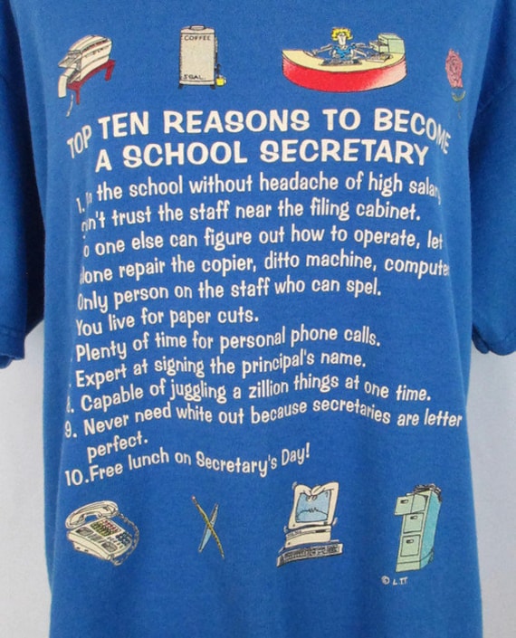 Vintage Funny School Secretary Shirt 1980's Novelty T… - Gem