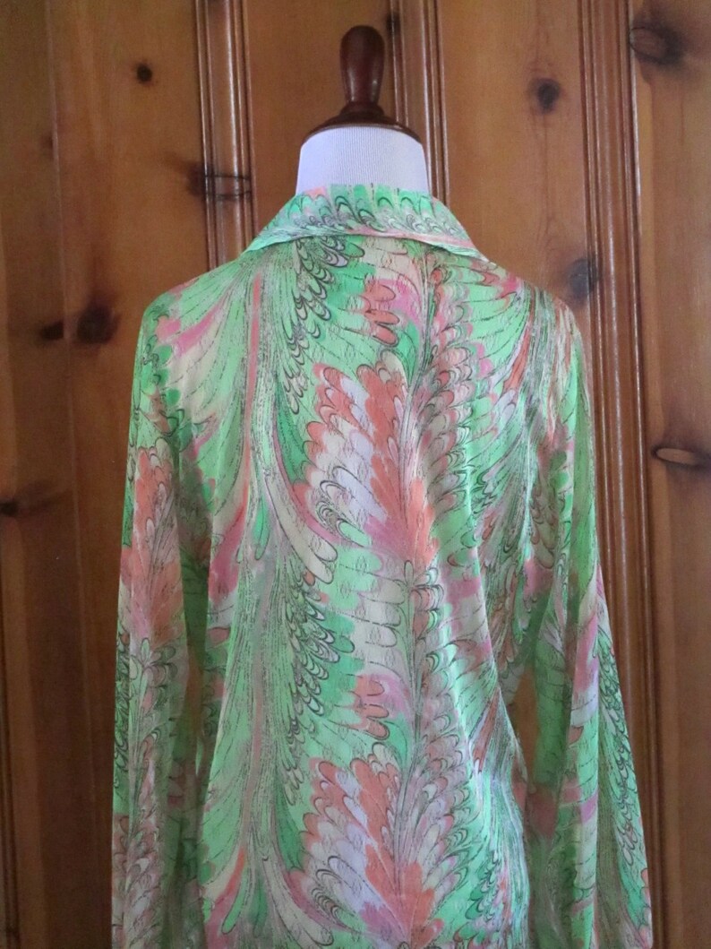 Vintage 1970's Sheer Blouse Funky Colorful Retro 70's Shirt Psychedelic ...