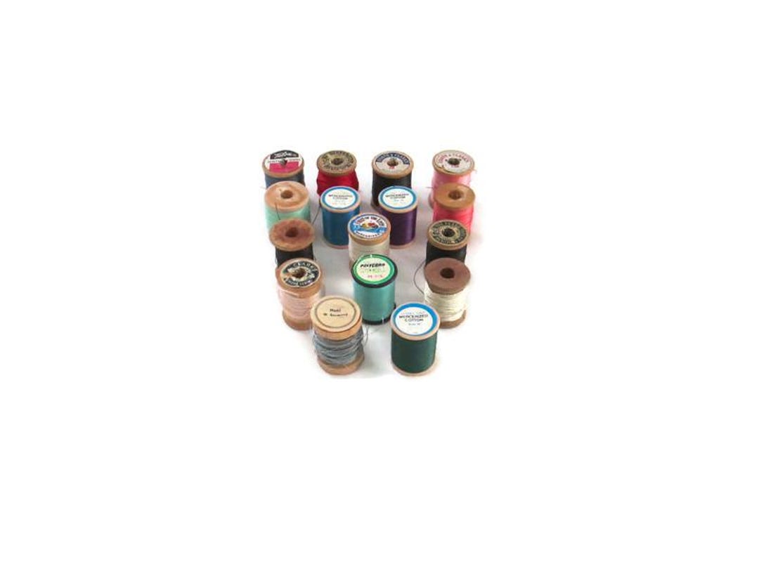 Vintage 16 Piece Thread Spools Lot Various Types Brands - Etsy
