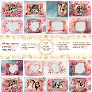 VOL 1, Dreamy Romantic Photo Frame PNG, 20 Water Color Soft Pastel ...