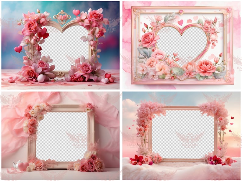 VOL 1, Dreamy Romantic Photo Frame PNG, 20 Water Color Soft Pastel ...