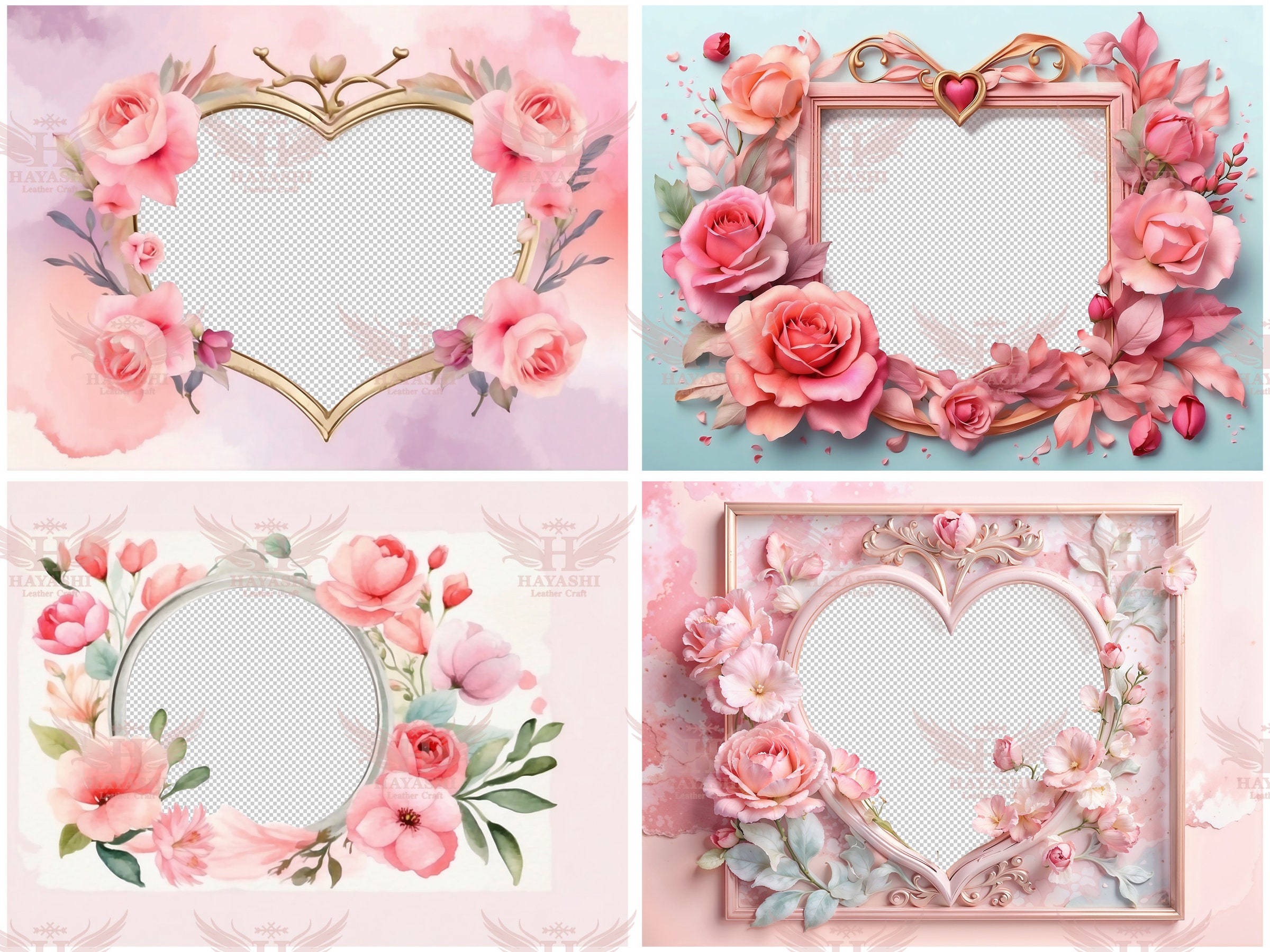VOL 1, Dreamy Romantic Photo Frame PNG, 20 Water Color Soft Pastel ...