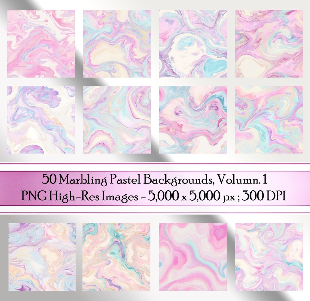 50 Marbling Pastel 2D Backgrounds, Digital Paper Pack, Pastel PNG Seamless Background ...