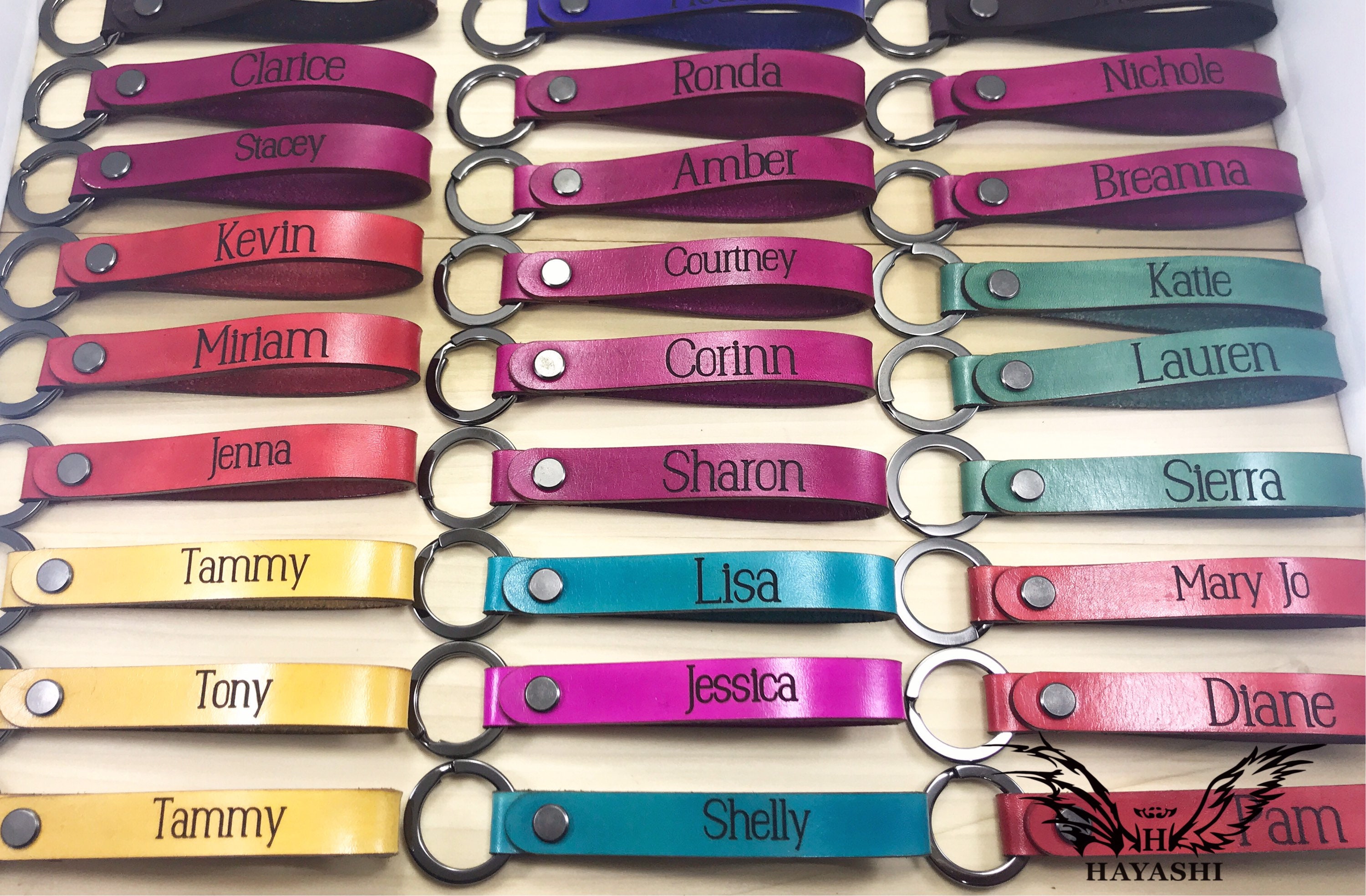 Leather Keychain Personalized Monogram Keychain Personalise | Etsy