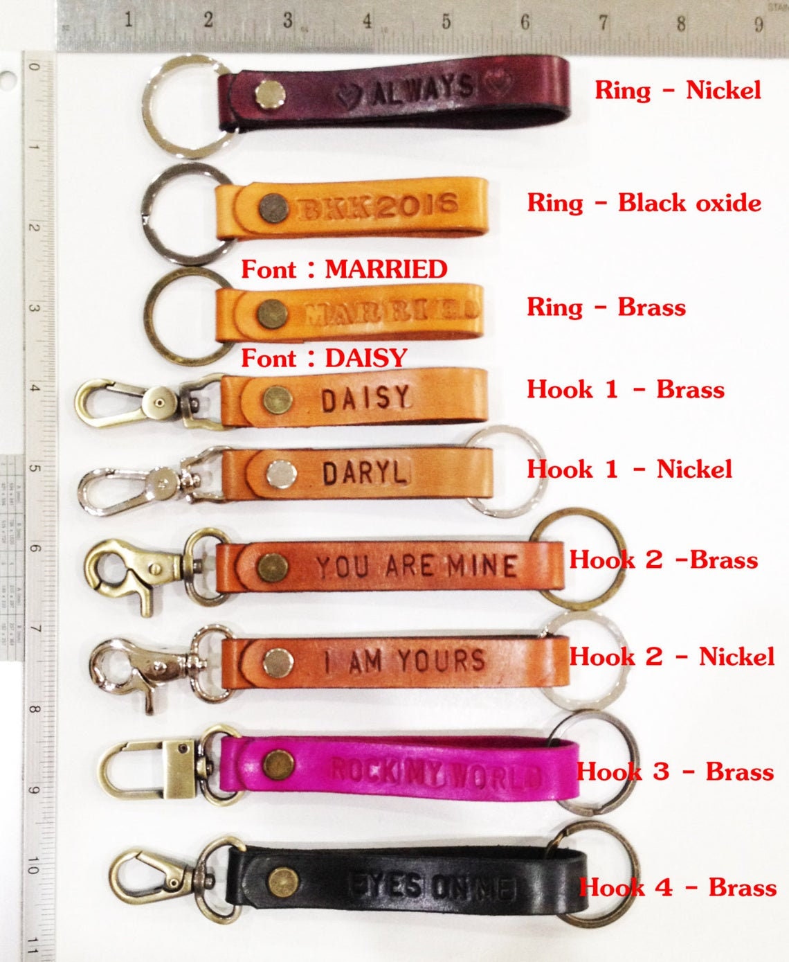 Leather Keychain Personalized Monogram Keychain Personalise | Etsy