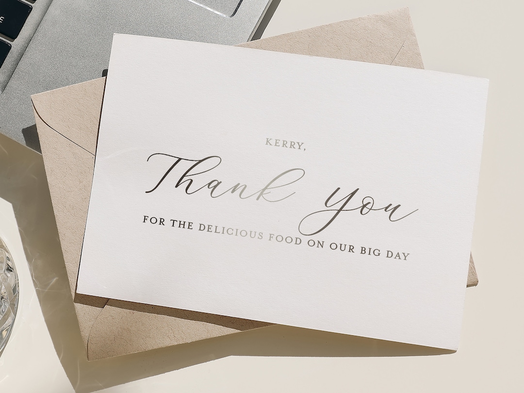 Thank You for the Delicious Food on Our Big Day Card - Wedding Vendor ...