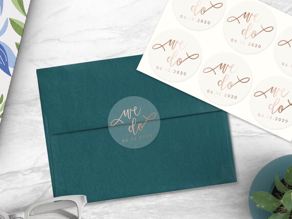 We Do Wedding Sticker Real Foil Transparent Labels Round | Etsy