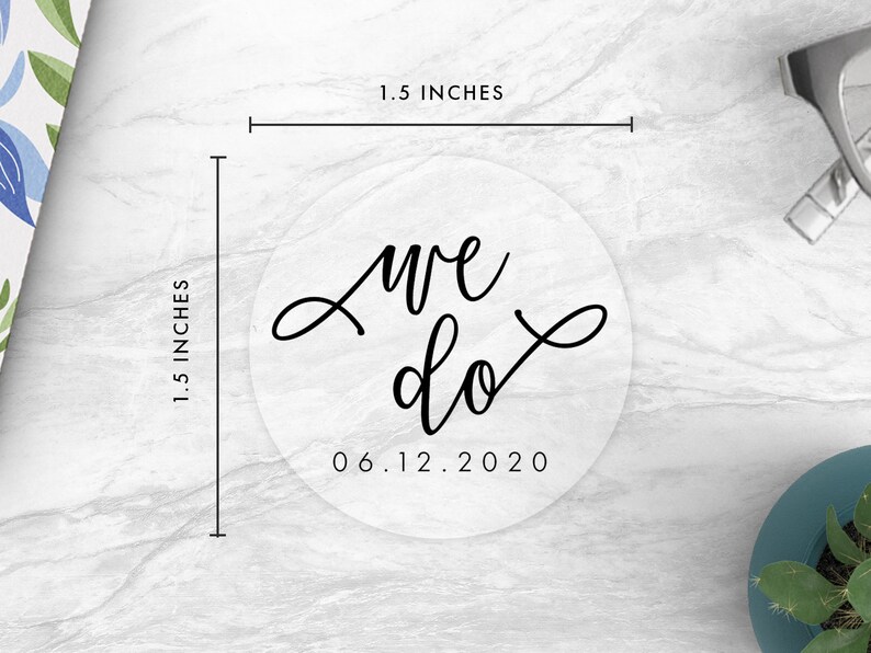 We Do Wedding Sticker Real Foil Transparent Labels Round - Etsy