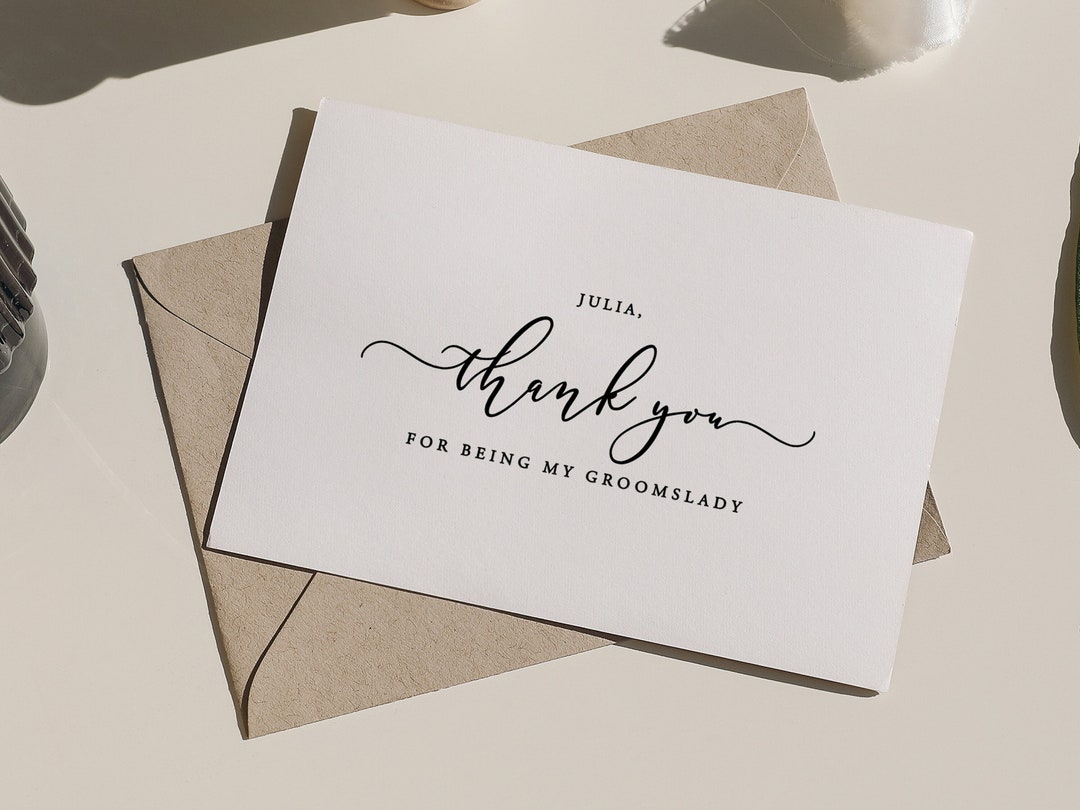 Thank You for Being My Groomslady Card - Wedding Party Thank You Cards ...