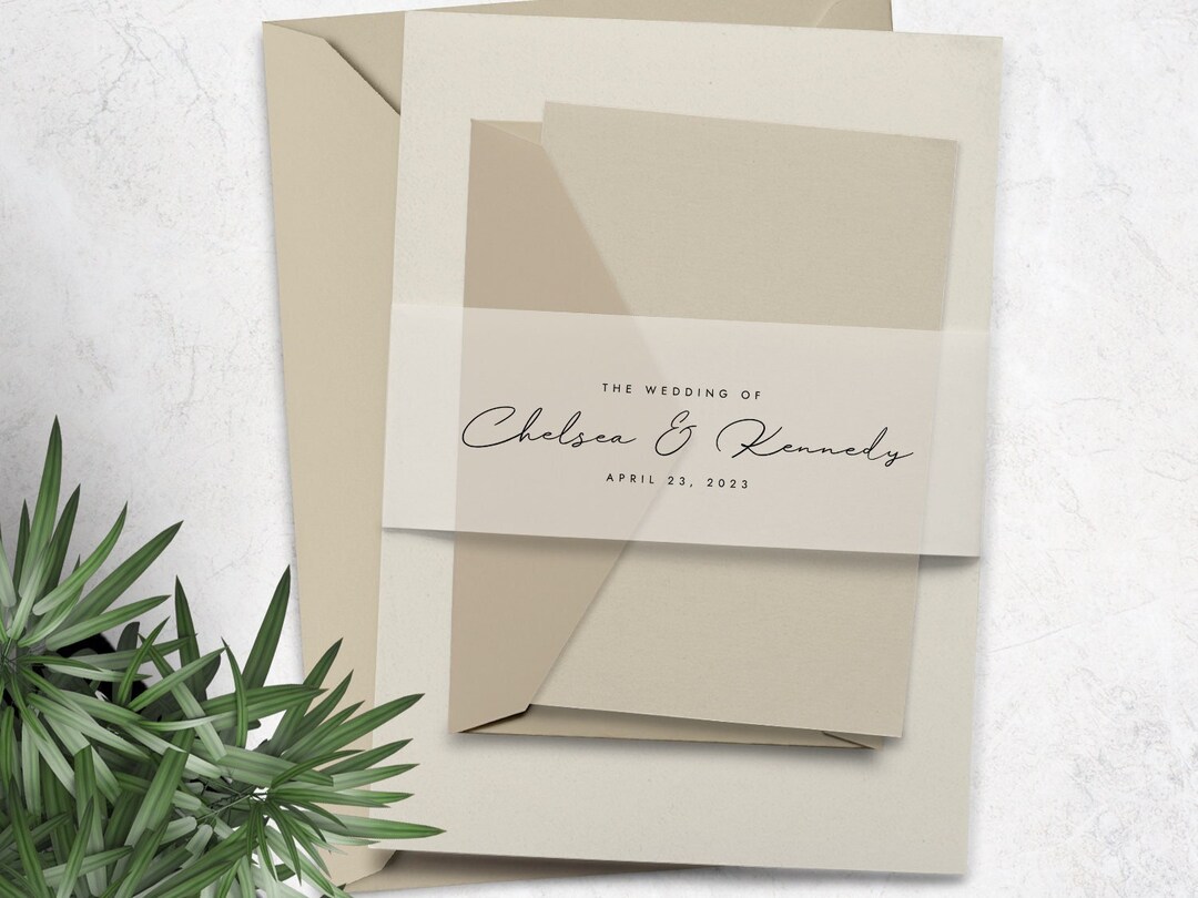 Script Lettered Belly Bands for Wedding Invitations - Personalized ...