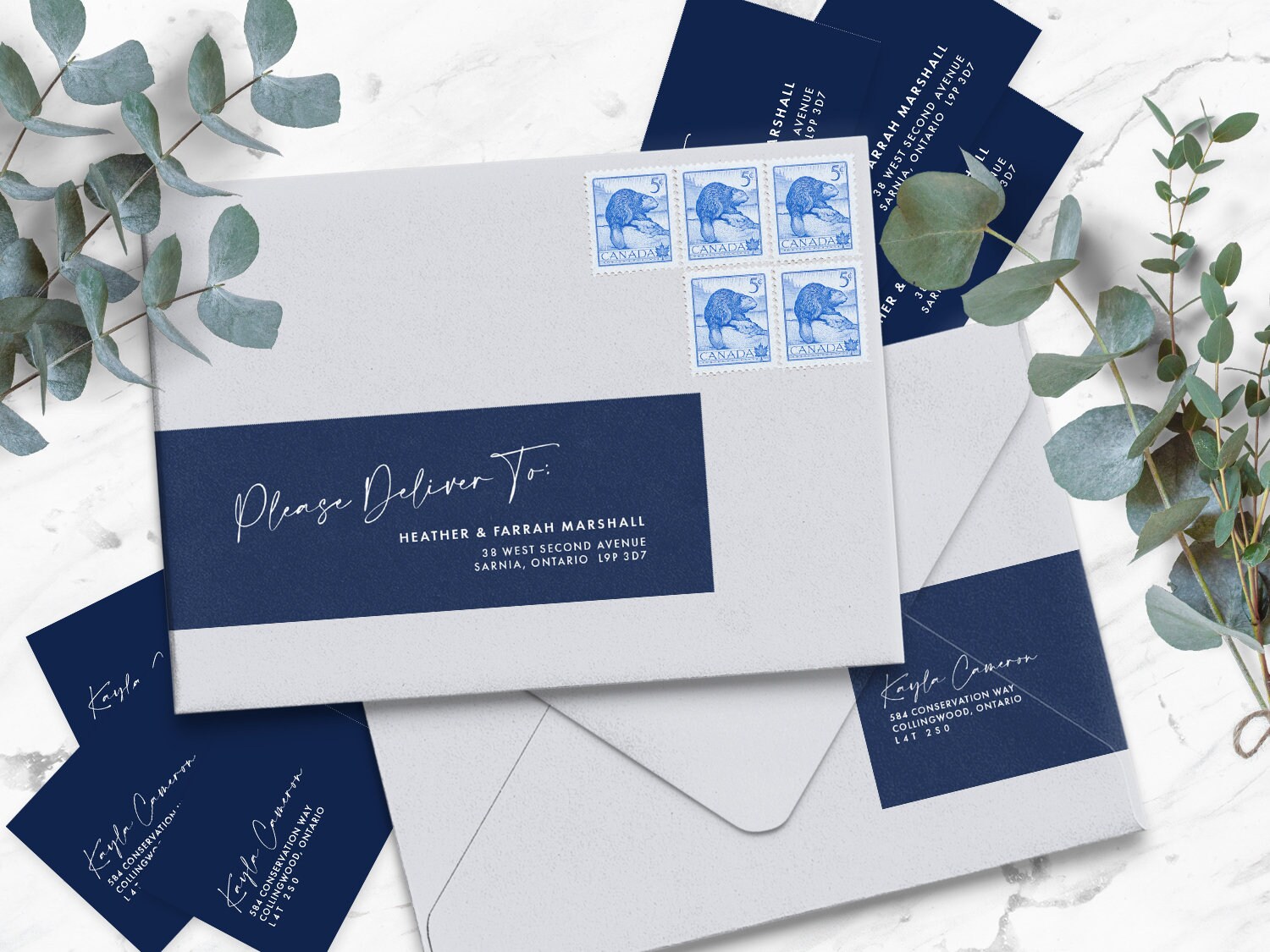 PRINTED wraparound address labels personalized wedding guest | Etsy