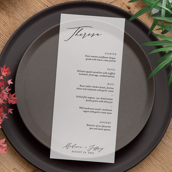 Clear Menu Cards - Etsy
