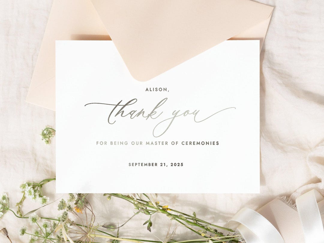 Thank You for Being Our MC - Elegant Foil Notecard - Thank You for ...