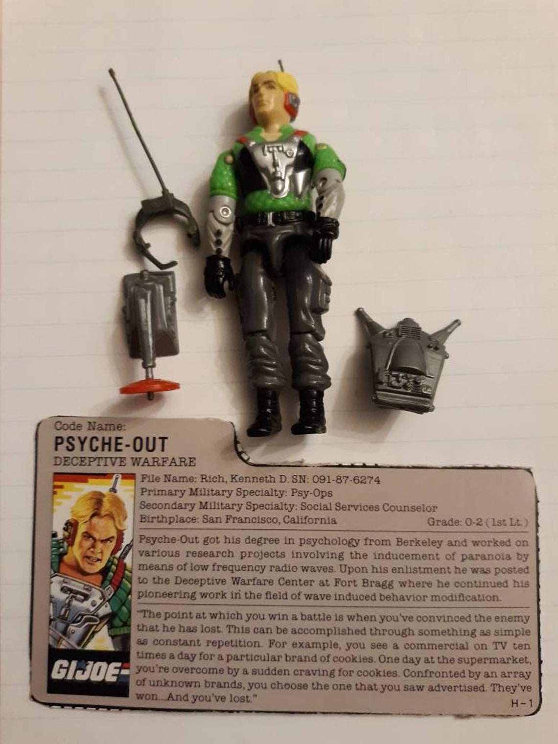 Vintage 1987 GI Joe Psyche-Out With File Card | Etsy