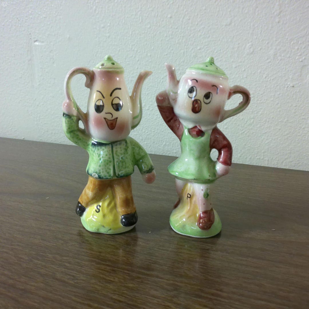 Vintage Anthropomorphic Salt & Pepper Shakers, Pot Heads - Etsy