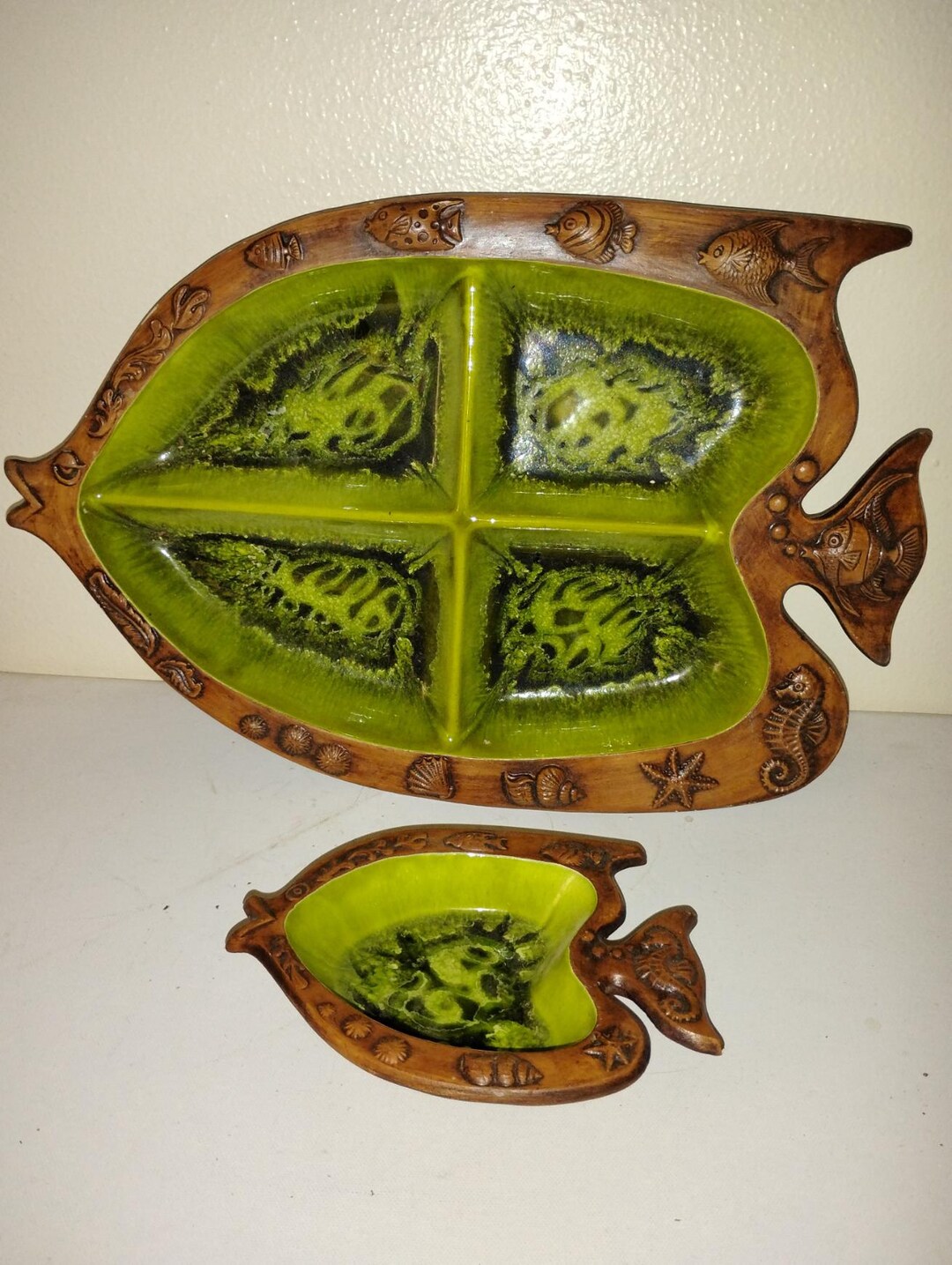 Vintage MCM Treasure Craft Fish,relish Tray With Dip Bowl, Very Cool - Etsy