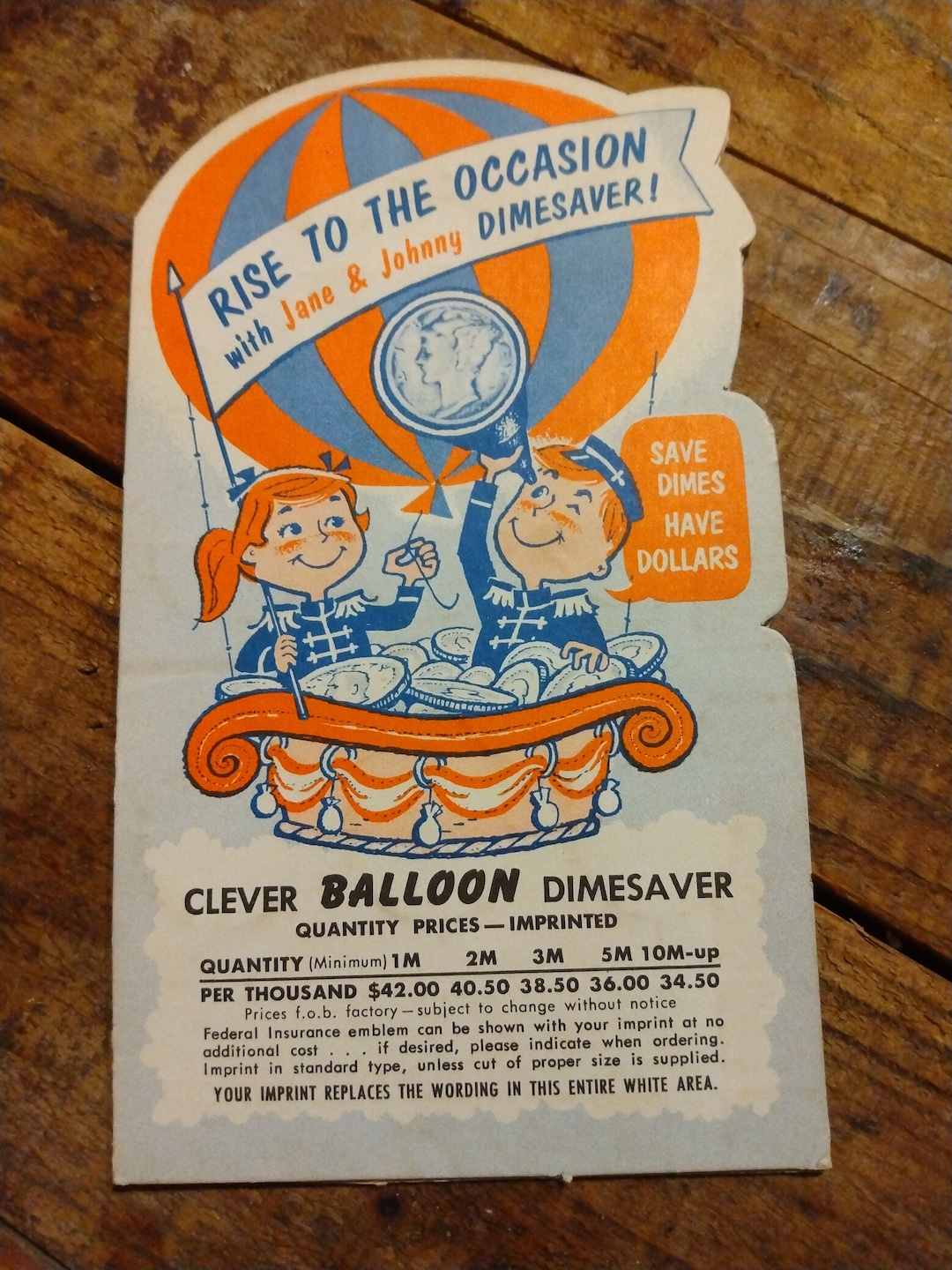 Vintage 1950s Dime Saver Cardboard Card Bank Unused - Etsy