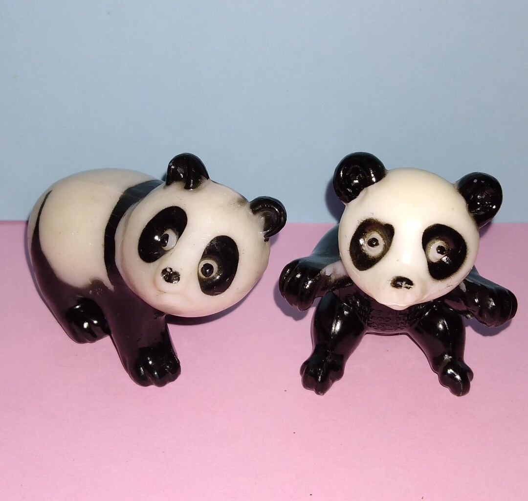 Vintage Hard Plastic Panda Bear Figures CUTE - Etsy